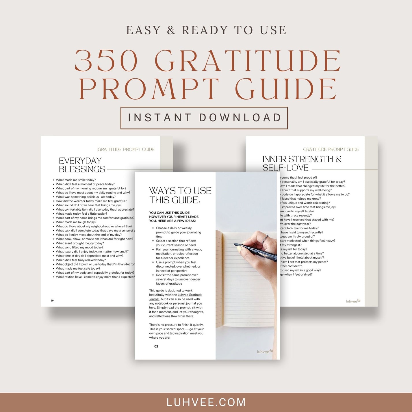 350 Gratitude Journal Prompts Guide — Digital Download – Luhvee Books