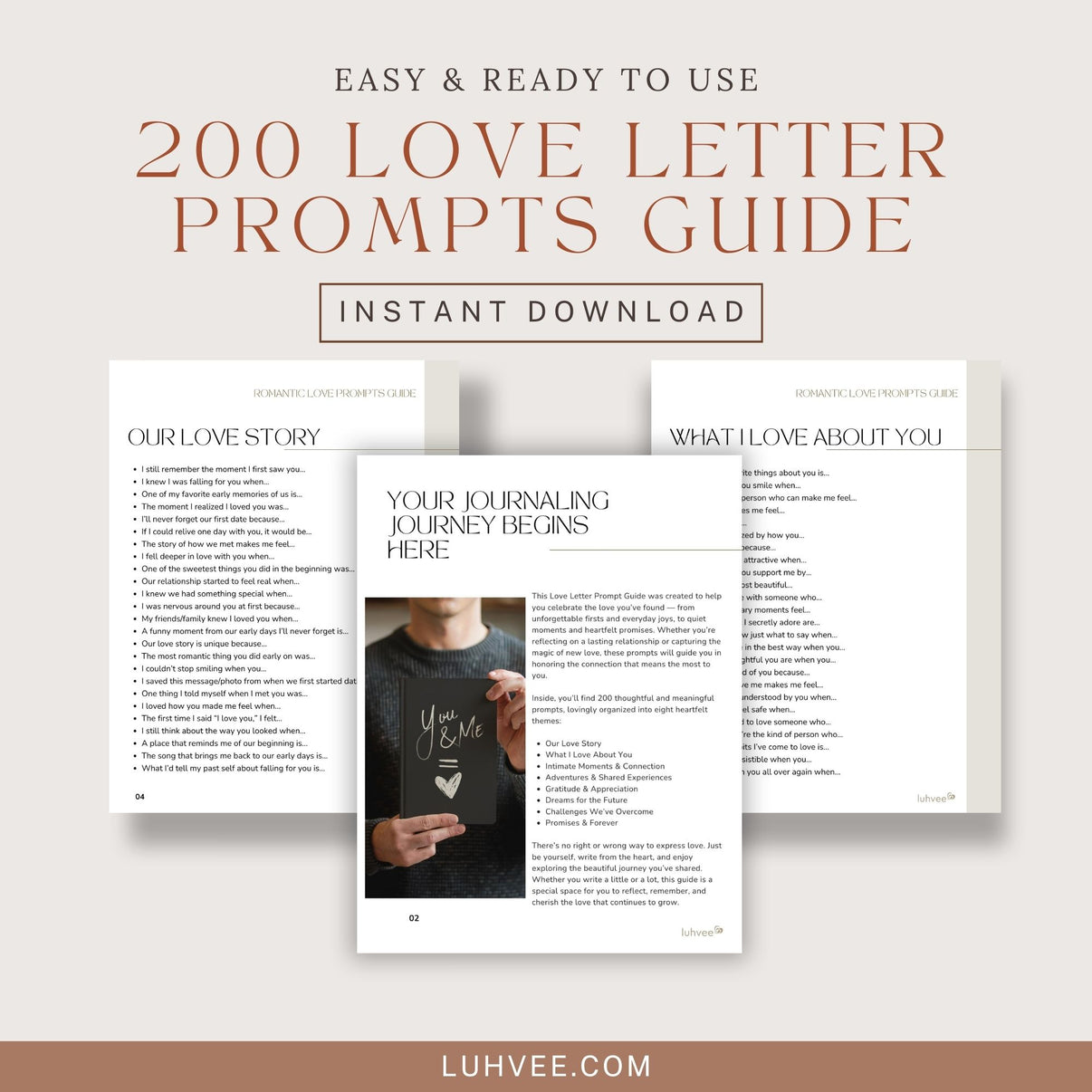 200 Love Letter Prompts Guide — Digital Download – Luhvee Books