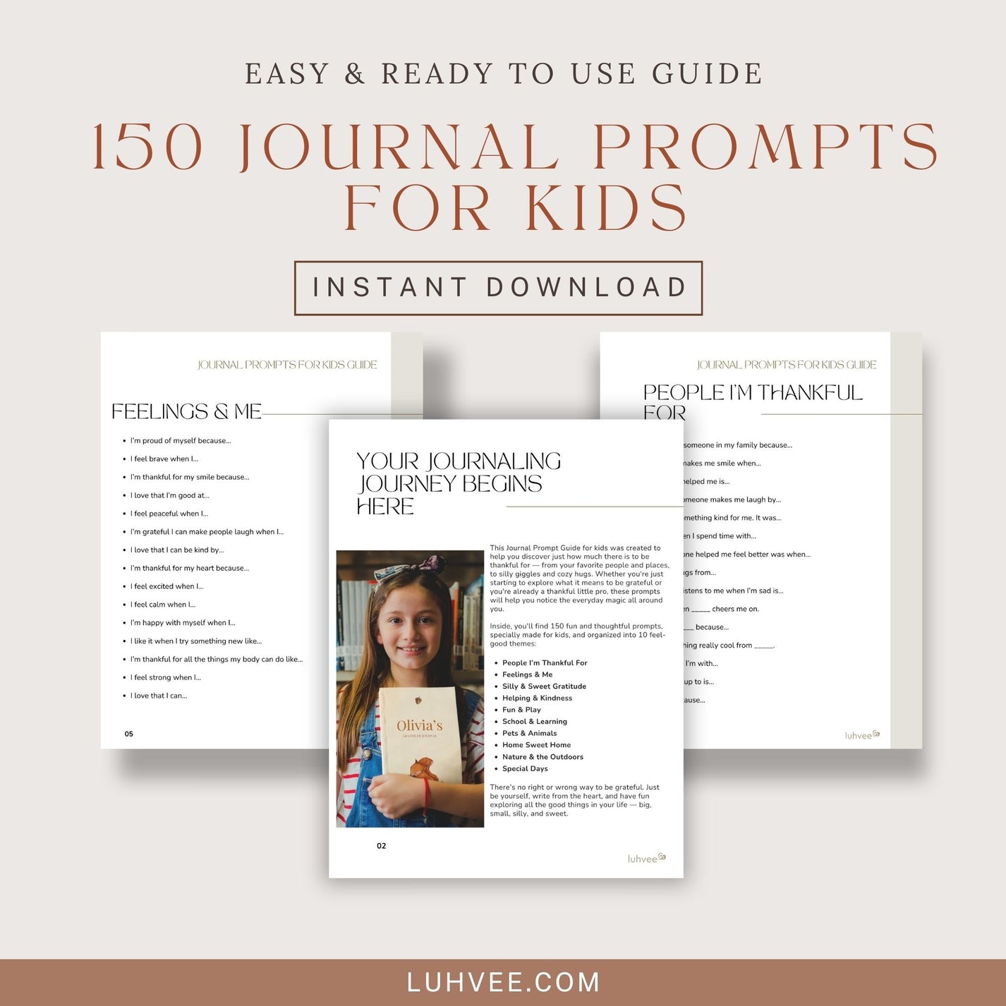 150 Journal Prompts For Kids- Instant Digital Download – Luhvee Books